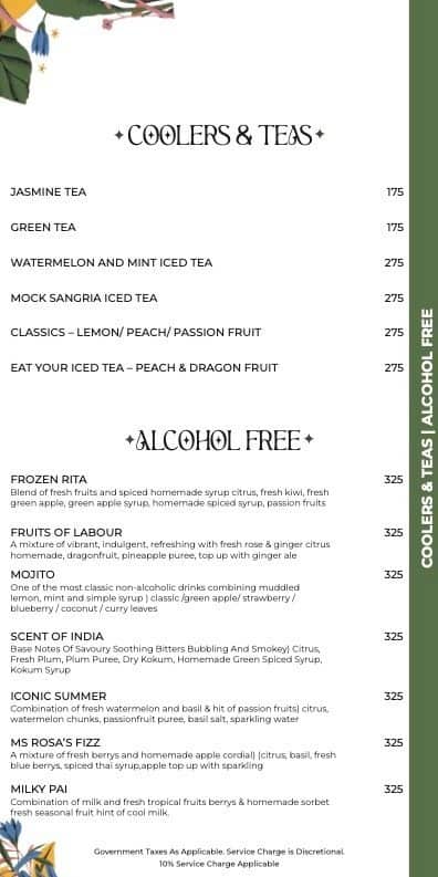 Menu of Dicha, Rajouri Garden, New Delhi