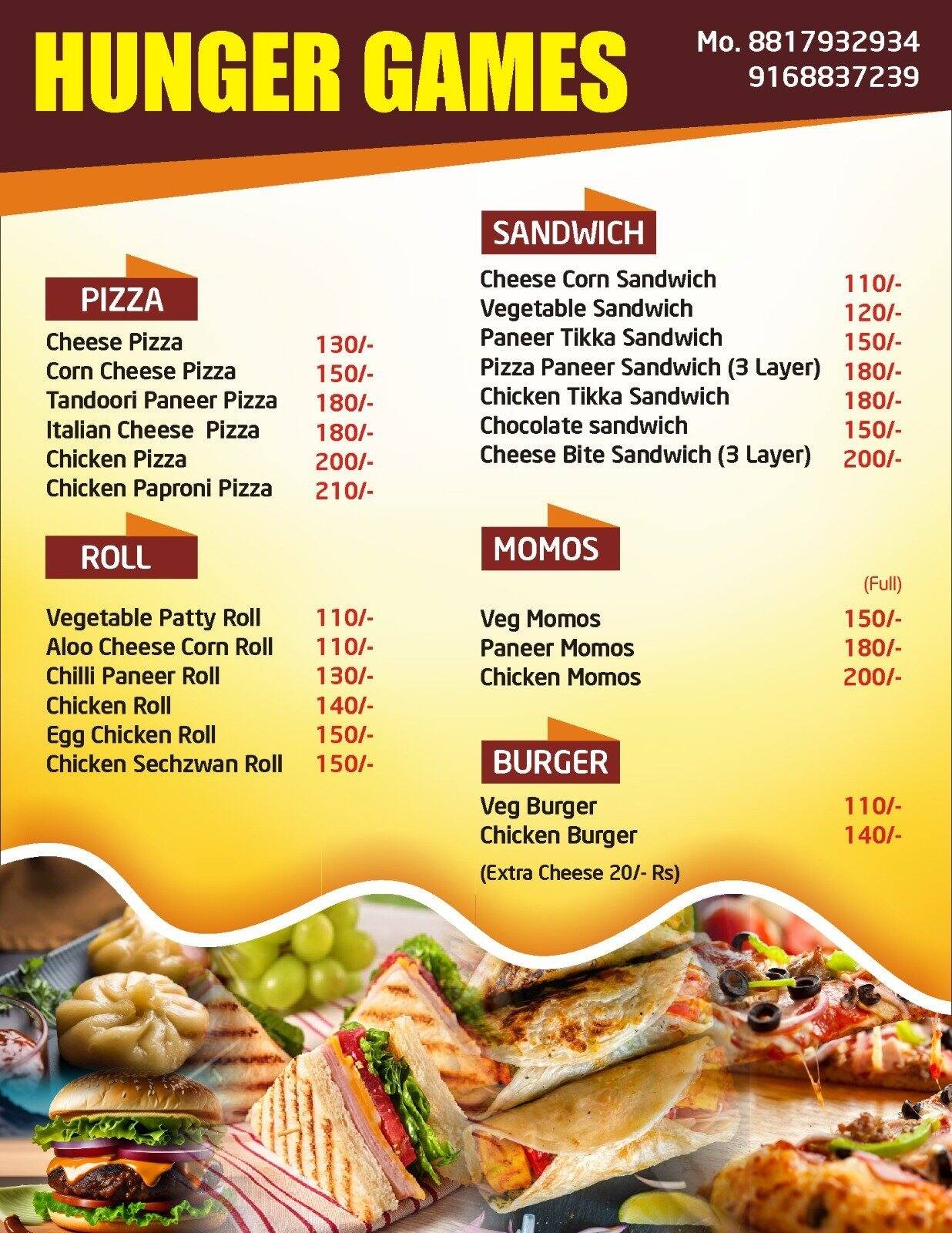 Menu of Hunger Games, Nandanvan, Nagpur