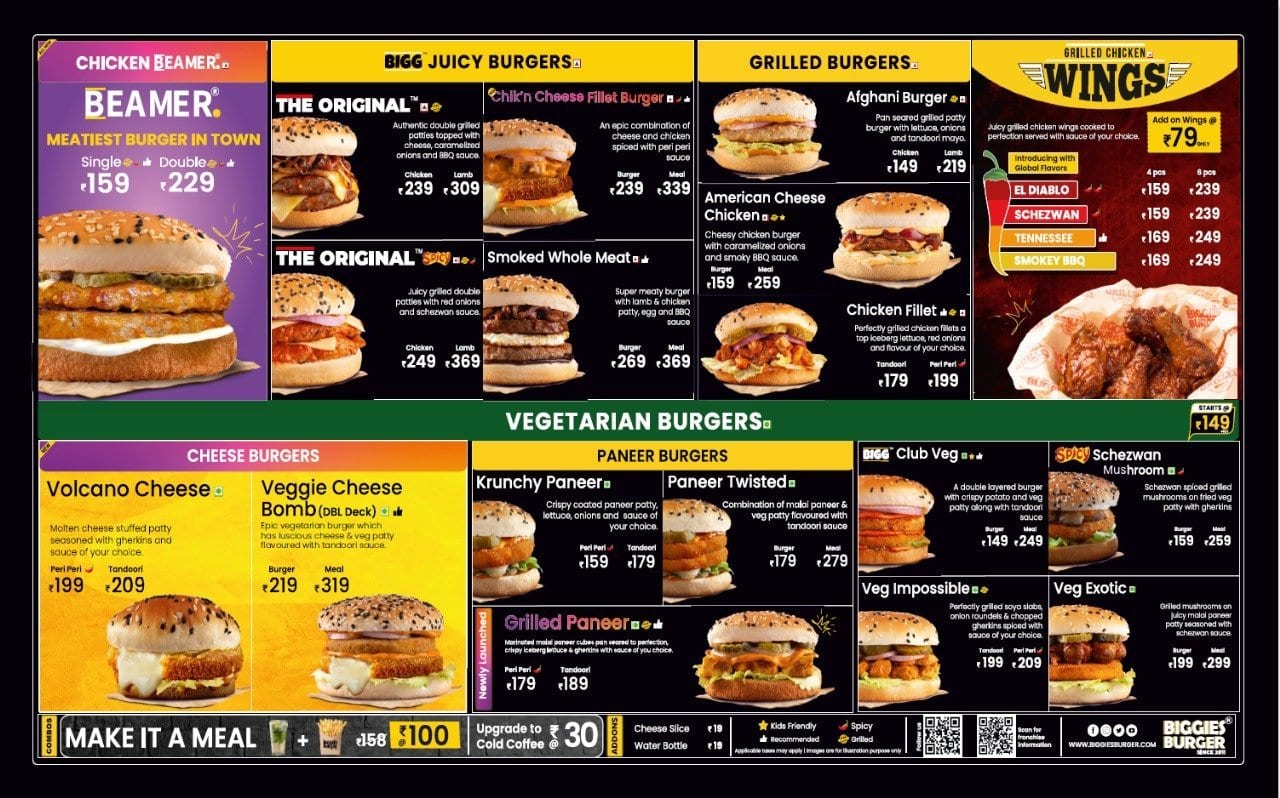 Menu of Biggies Burger, Alagapuram Pudur, Salem