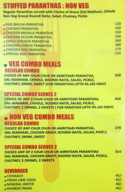 Menu at Gali Paranthe Wali, Gurugram, Third Floor