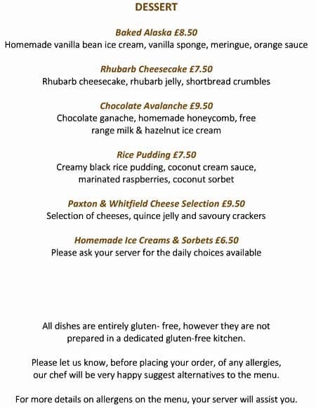 Menu at Petrichor @ The Cavendish London Hotel restaurant, London