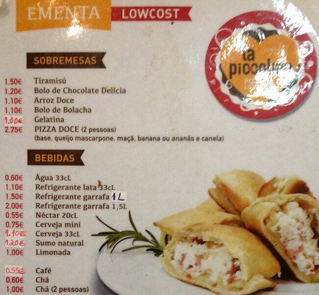 Menu at Pizzaria La Piccolina, Pontinha