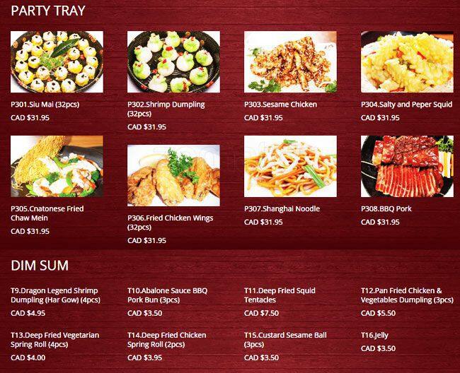 Menu at Dragon Legend restaurant, Markham