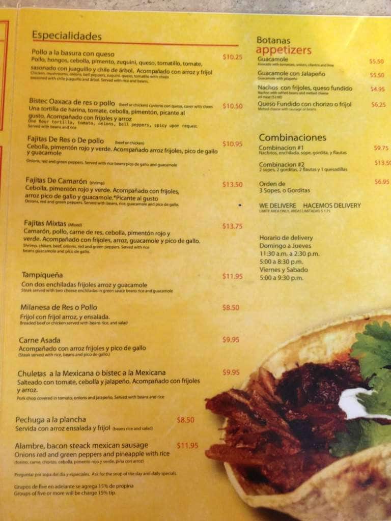 Menu at Jacalito #1 | Mexican Restaurant in Coral Gables, Miami, W ...