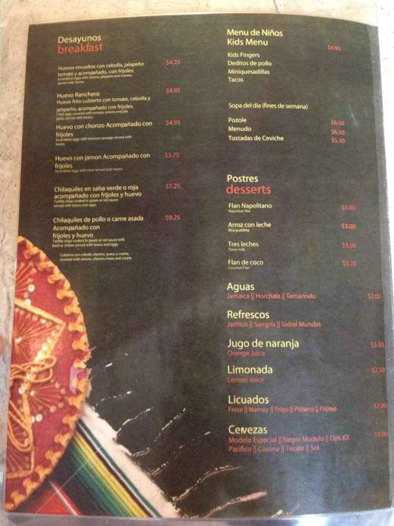 Menu at Jacalito #1 | Mexican Restaurant in Coral Gables, Miami, W ...