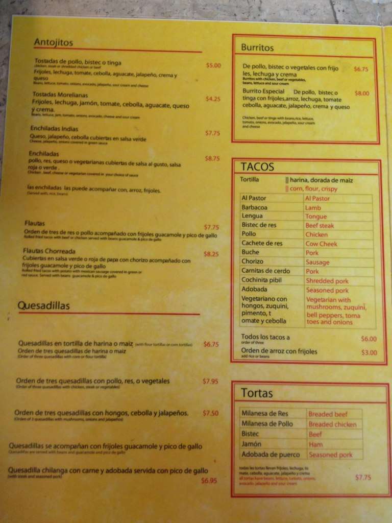 Menu at Jacalito #1 | Mexican Restaurant in Coral Gables, Miami, W ...
