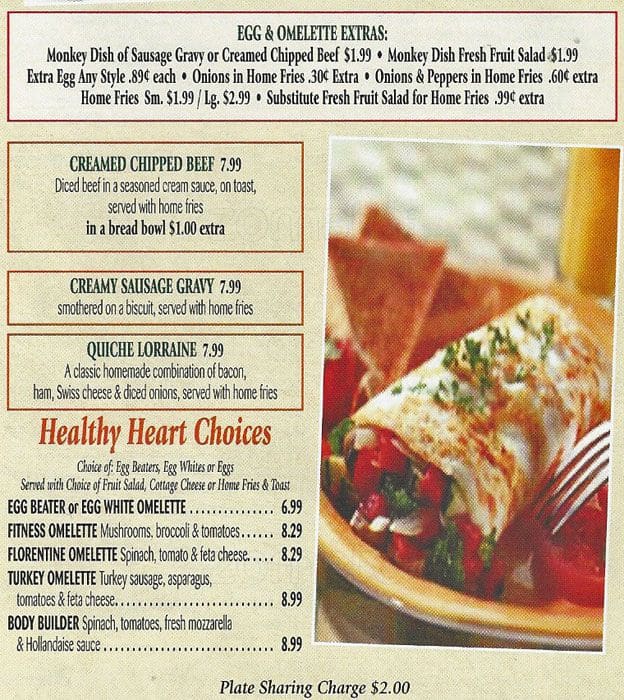 Menu at Sunrise Diner restaurant, Croydon, 416 Bristol Pike