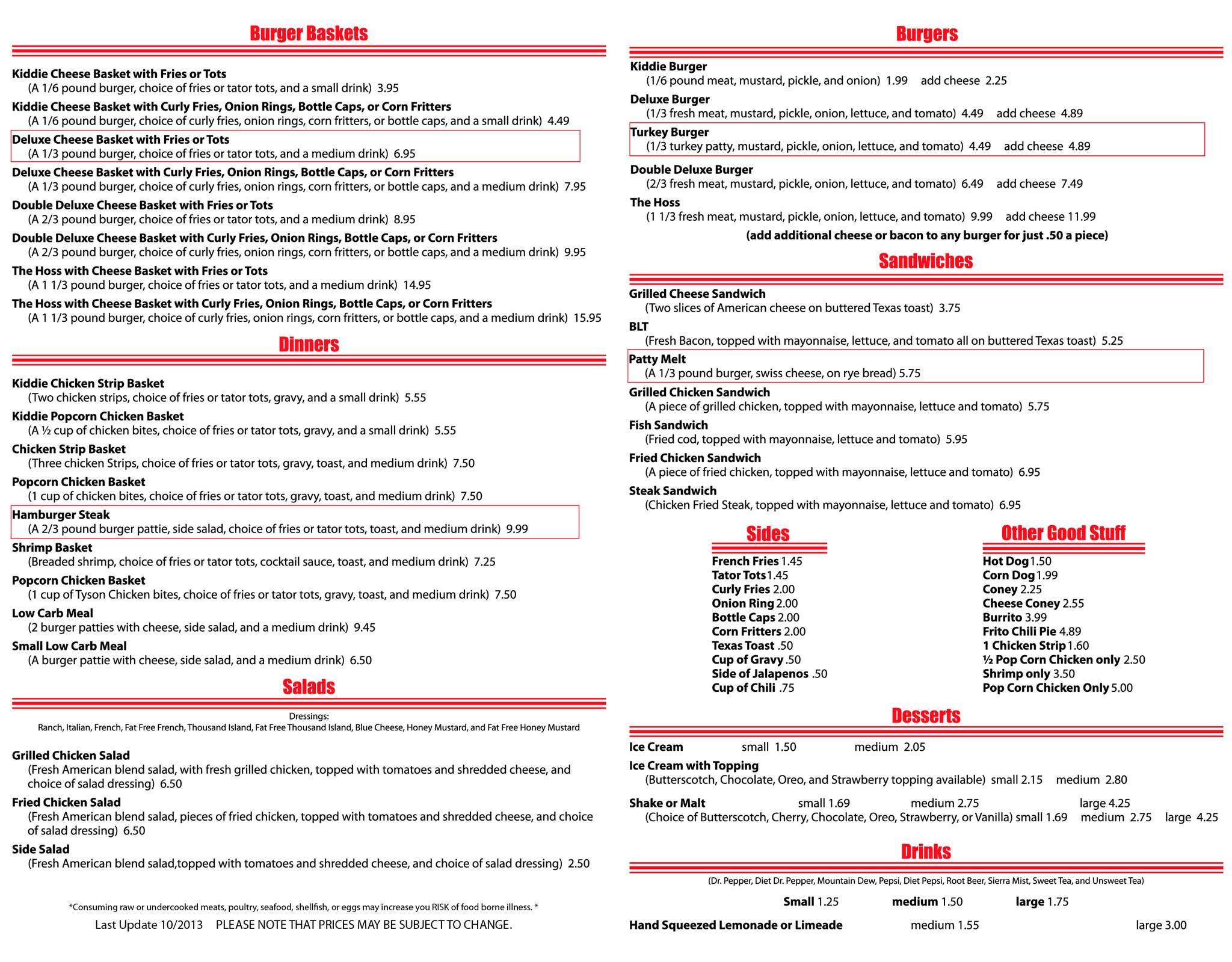 Menu at Scott's Hamburgers restaurant, Bixby