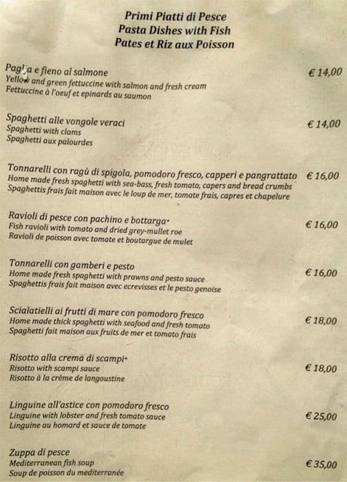 Menu at Ristorante Il Falchetto, Rome