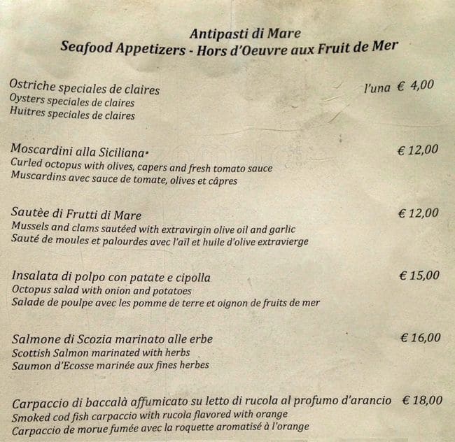 Menu at Ristorante Il Falchetto, Rome