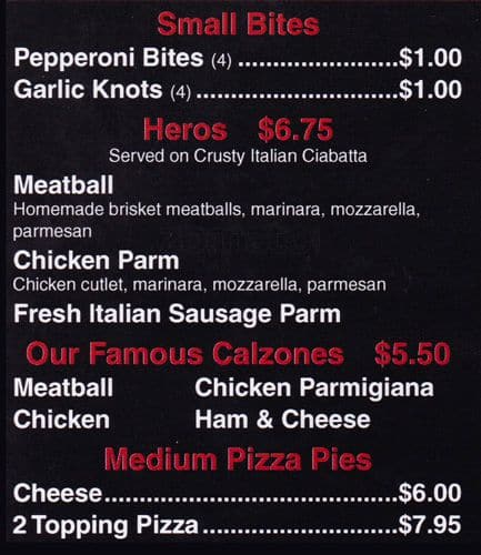 Menu at Pie Pie Pizza pizzeria, New York City, 924 Columbus Ave