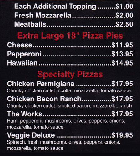 Menu at Pie Pie Pizza pizzeria, New York City, 924 Columbus Ave