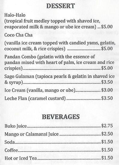 Menu at Karilagan restaurant, South San Francisco