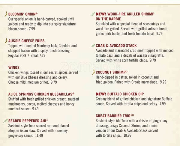 Menu at Outback Steakhouse, Montgomery, Taylor Rd