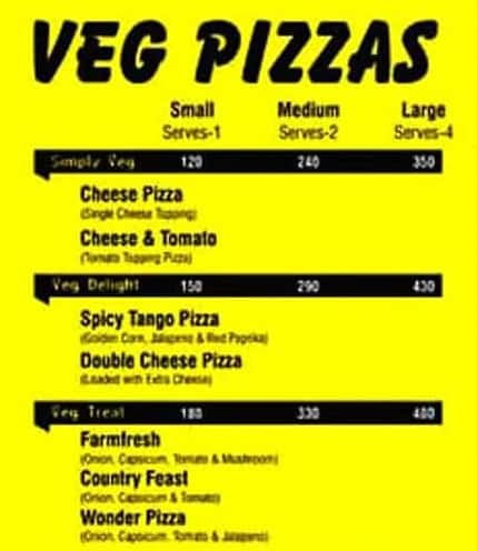 Menu of Peppers Pizza, Sector 62, Noida