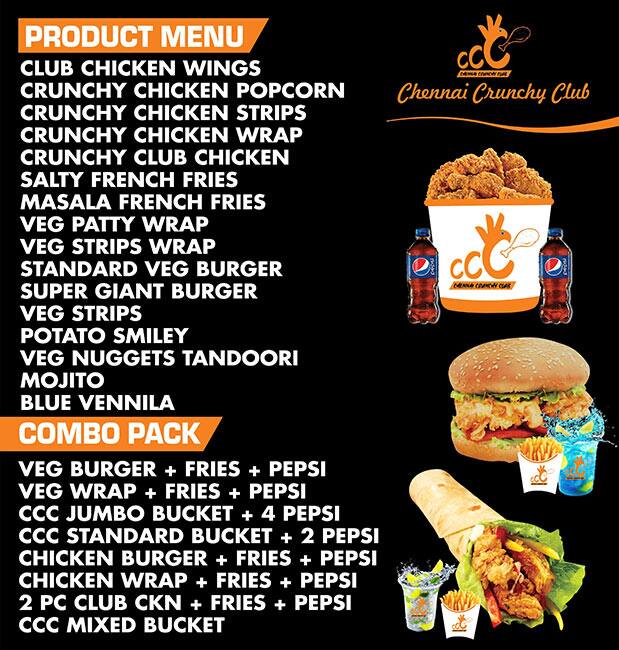 Menu of Chennai Crunchy Club, Perungudi, Chennai