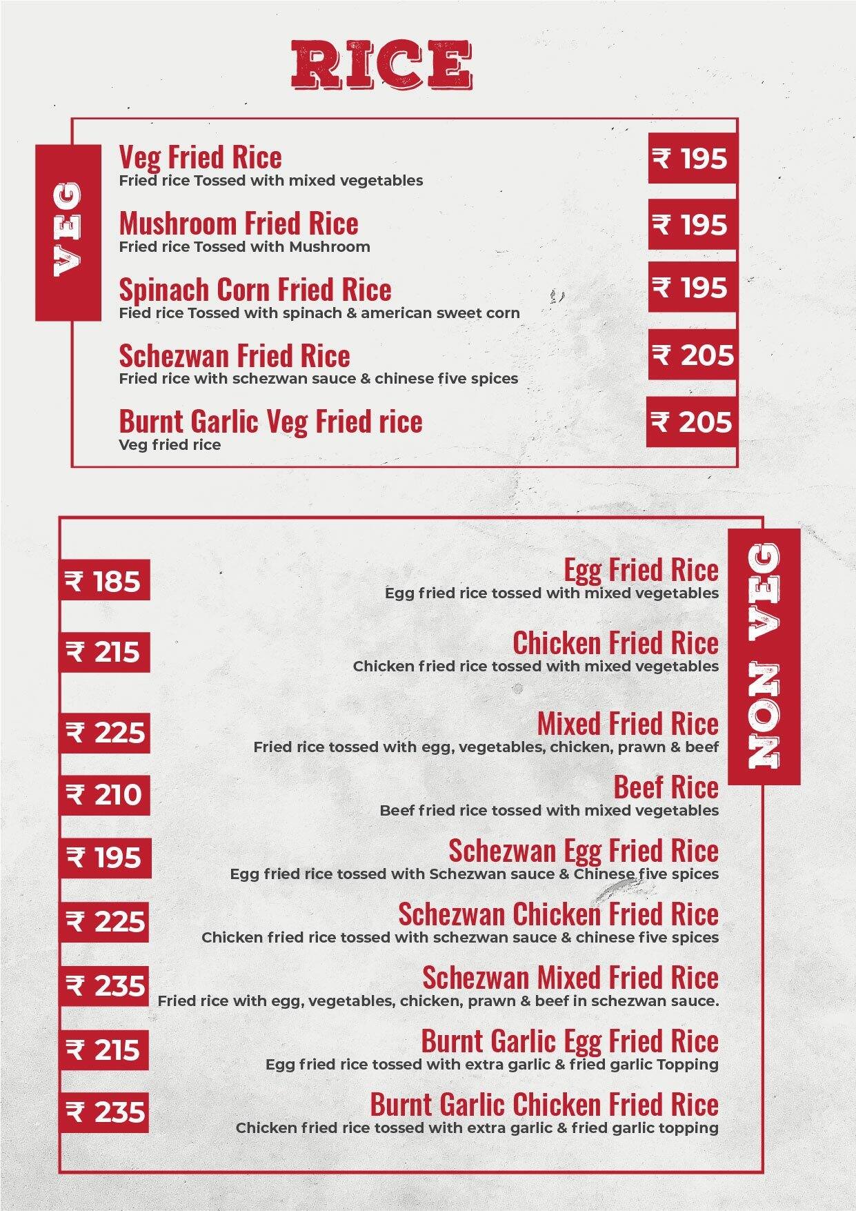 Menu at The Chinese Bay, Chennai