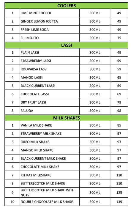 Menu of Chai Amruth, Meerpet, Hyderabad