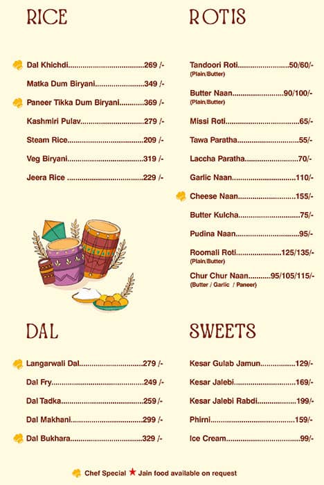 Menu at Pind Di Gali, Vadodara