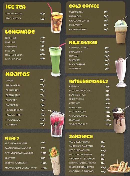 Menu of Kafe Milano, Pune-Solapur Road, Pune