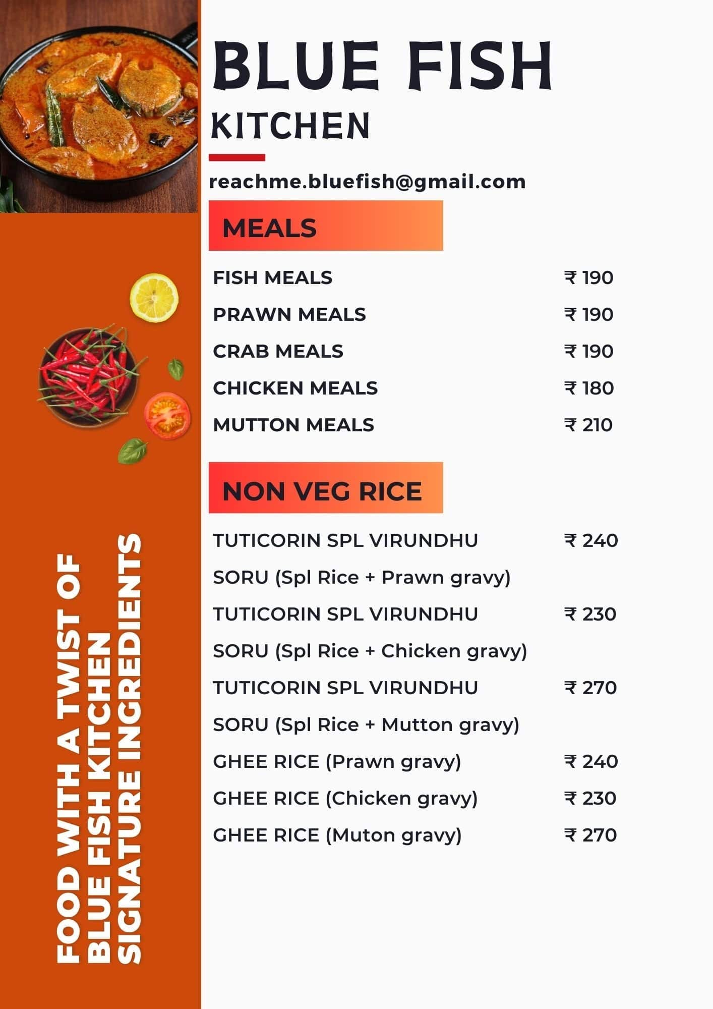 Menu of Blue Fish Kitchen, GST Road, Chennai