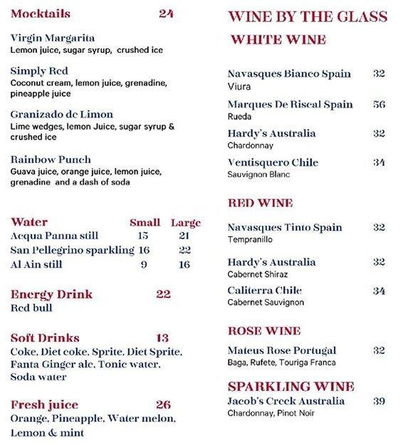 Menu at The Beachcomber pub & bar, Abu Dhabi, Sheraton Abu Dhabi Hotel ...