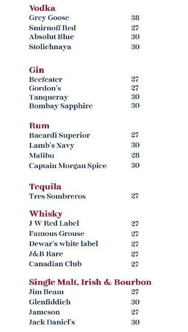 Menu at The Beachcomber pub & bar, Abu Dhabi, Sheraton Abu Dhabi Hotel ...