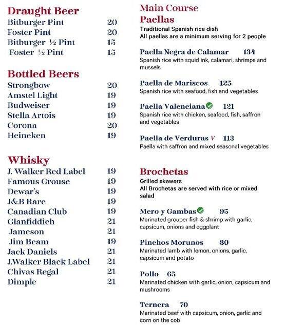 Menu at The Beachcomber pub & bar, Abu Dhabi, Sheraton Abu Dhabi Hotel ...