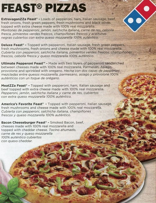 Menu at Domino's Pizza pizzeria, Austin, W Parmer Ln