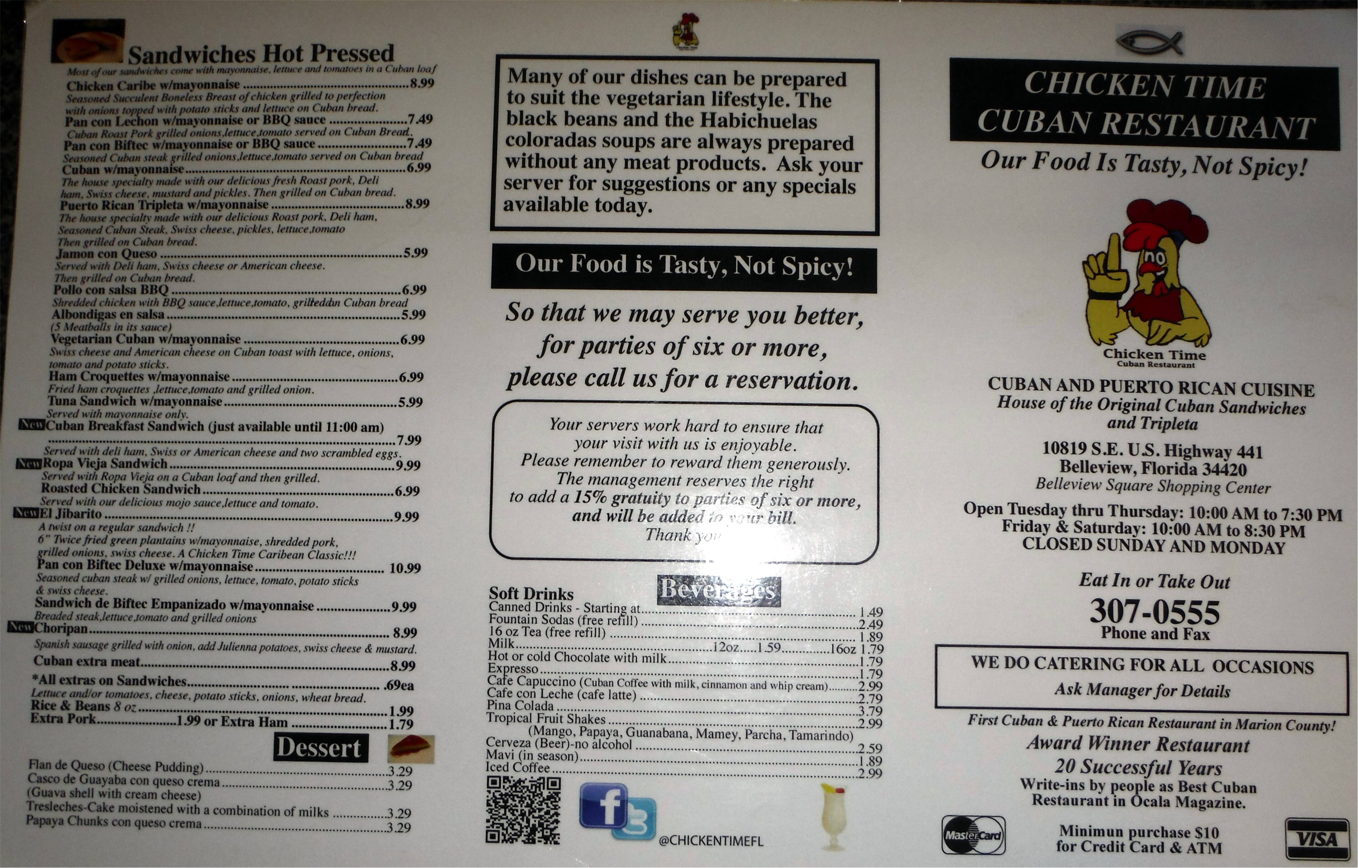 Chicken Time Cuban Cuisine Menu - Urbanspoon/Zomato