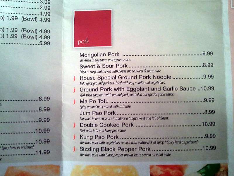 Menu at SharkFin restaurant, Pensacola