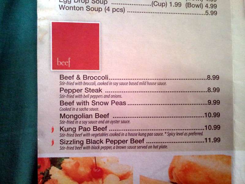 Menu at SharkFin restaurant, Pensacola