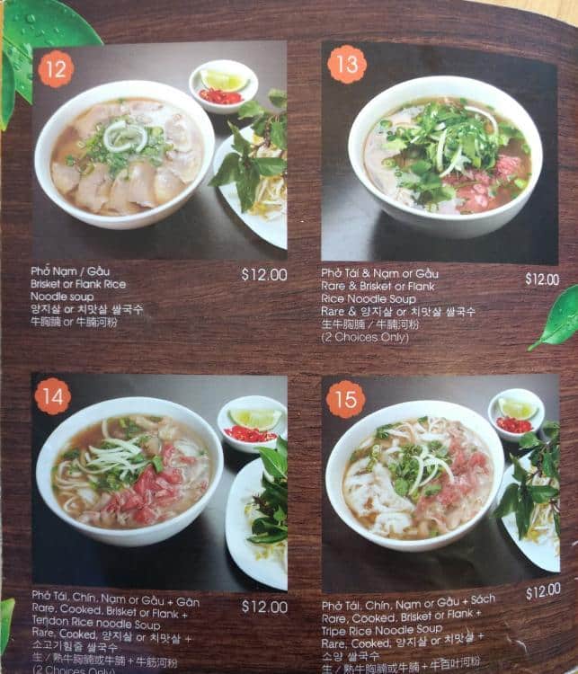Menu at Pho Mai restaurant, Eastwood, 62-80 Rowe St