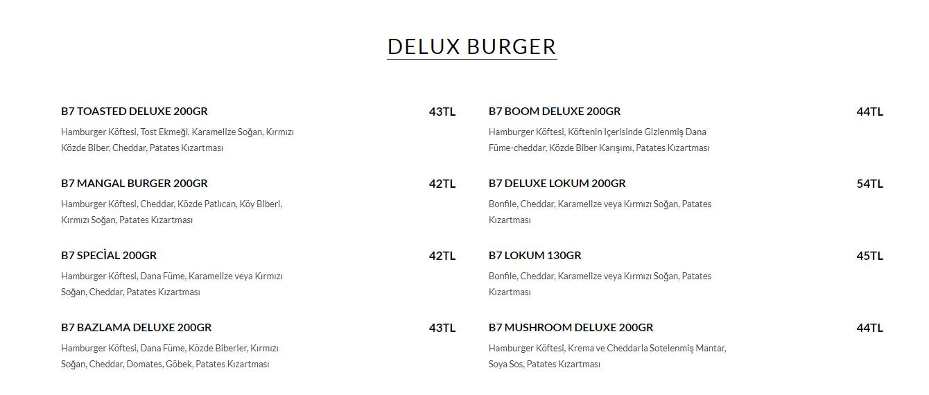 Menu at BURGER 7, Istanbul, İdealist Kent Cd. No:447