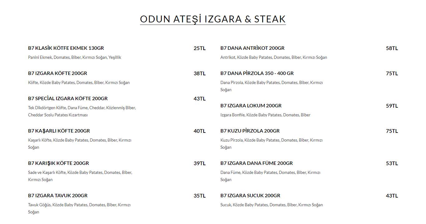 Menu at BURGER 7, Istanbul, İdealist Kent Cd. No:447