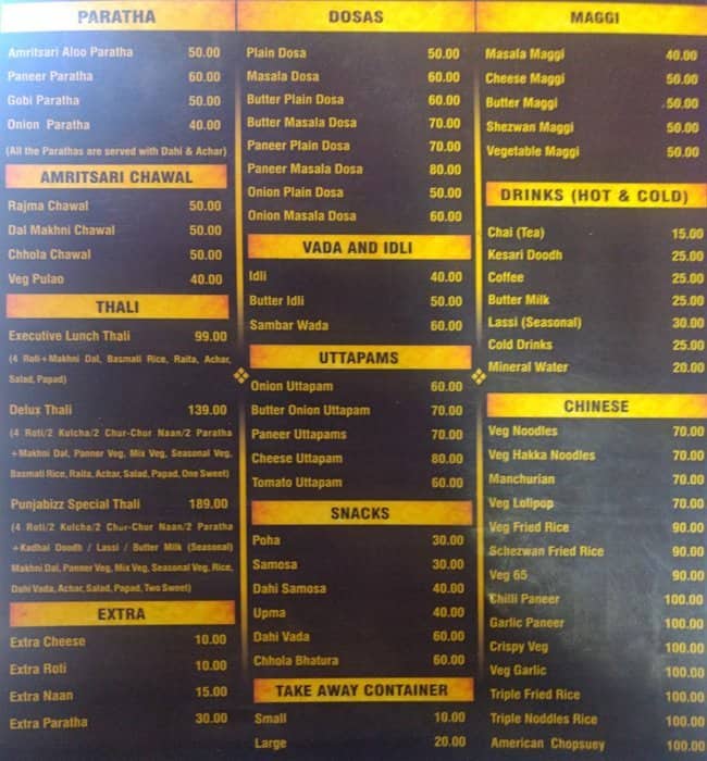 Punjabizz Menu, Menu for Punjabizz, Bajaj Nagar, Nagpur - Zomato