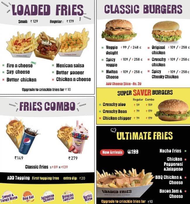 Menu at The Belgian Fries Co - Burgers & Fries, Kanpur, Nr Fun City