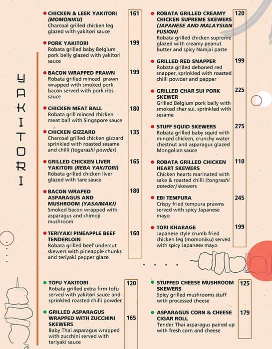 Menu of Shiori - Yakitori Bar, Siolim, Goa