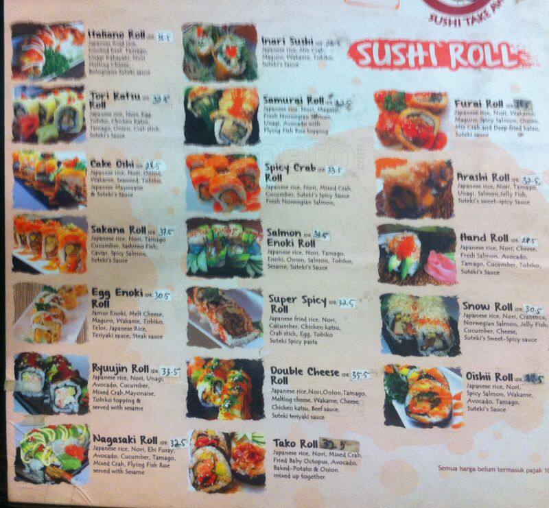 Menu at Suteki Sushi, Jakarta, Oakwood