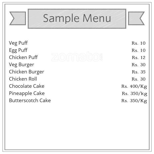 Menu at Taj Bakers Inn, Hyderabad