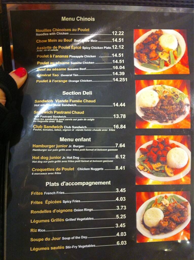 Menu at Sushi Li restaurant, Montreal