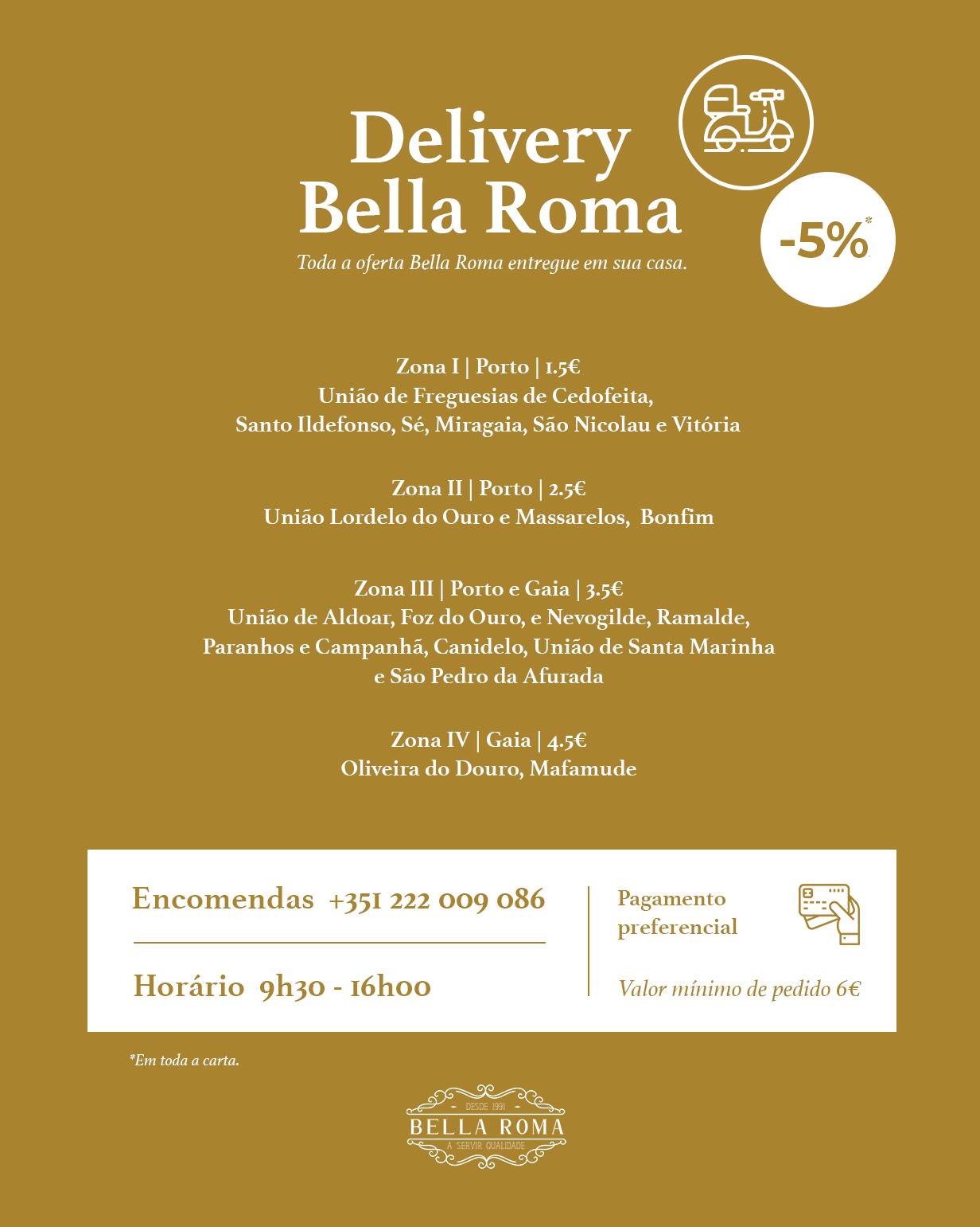 Menu at Bella Roma restaurant, Porto, R. de Sampaio Bruno 19