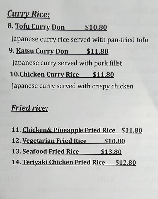 Menu at JJ Sushi restaurant, Ashburton