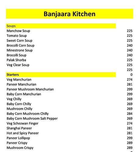 Menu of Banjaara Kitchen, Kandivali West, Mumbai