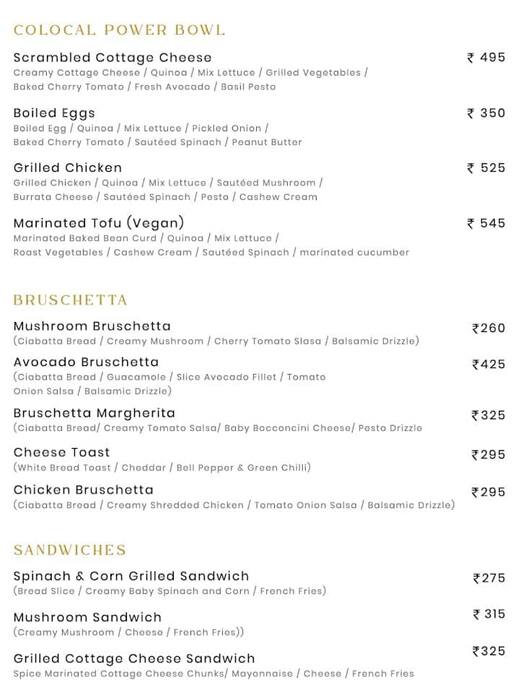 Menu of Colocal Indian Origin Chocolates, Khan Market, New Delhi