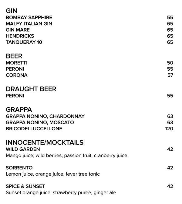 Menu at Splendido Bar & Kitchen, Dubai