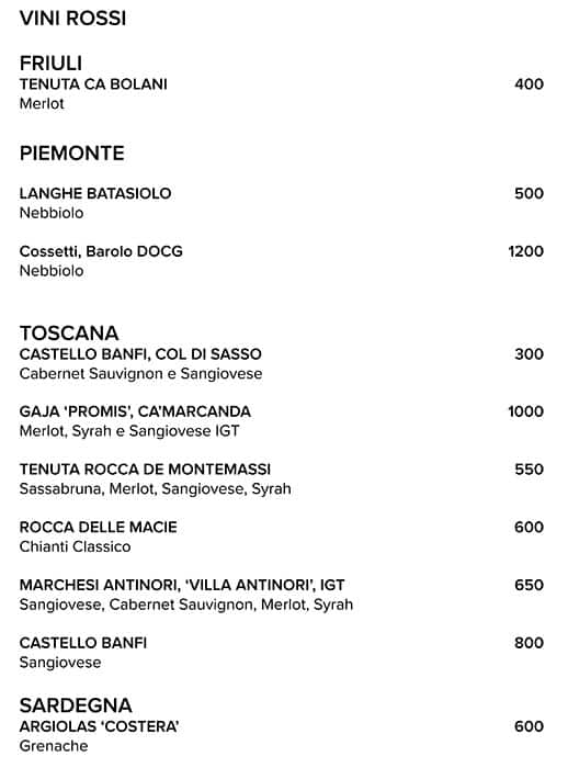 Menu at Splendido Bar & Kitchen, Dubai