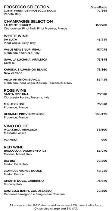 Menu at Splendido Bar & Kitchen, Dubai