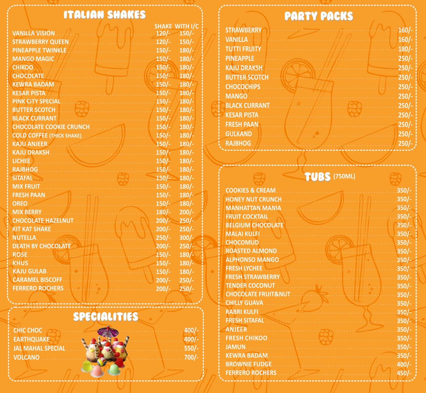 Menu of Jal Mahal Ice Cream Parlour, Durgapura, Jaipur