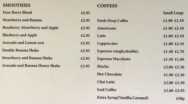 Menu at Portland Club, London